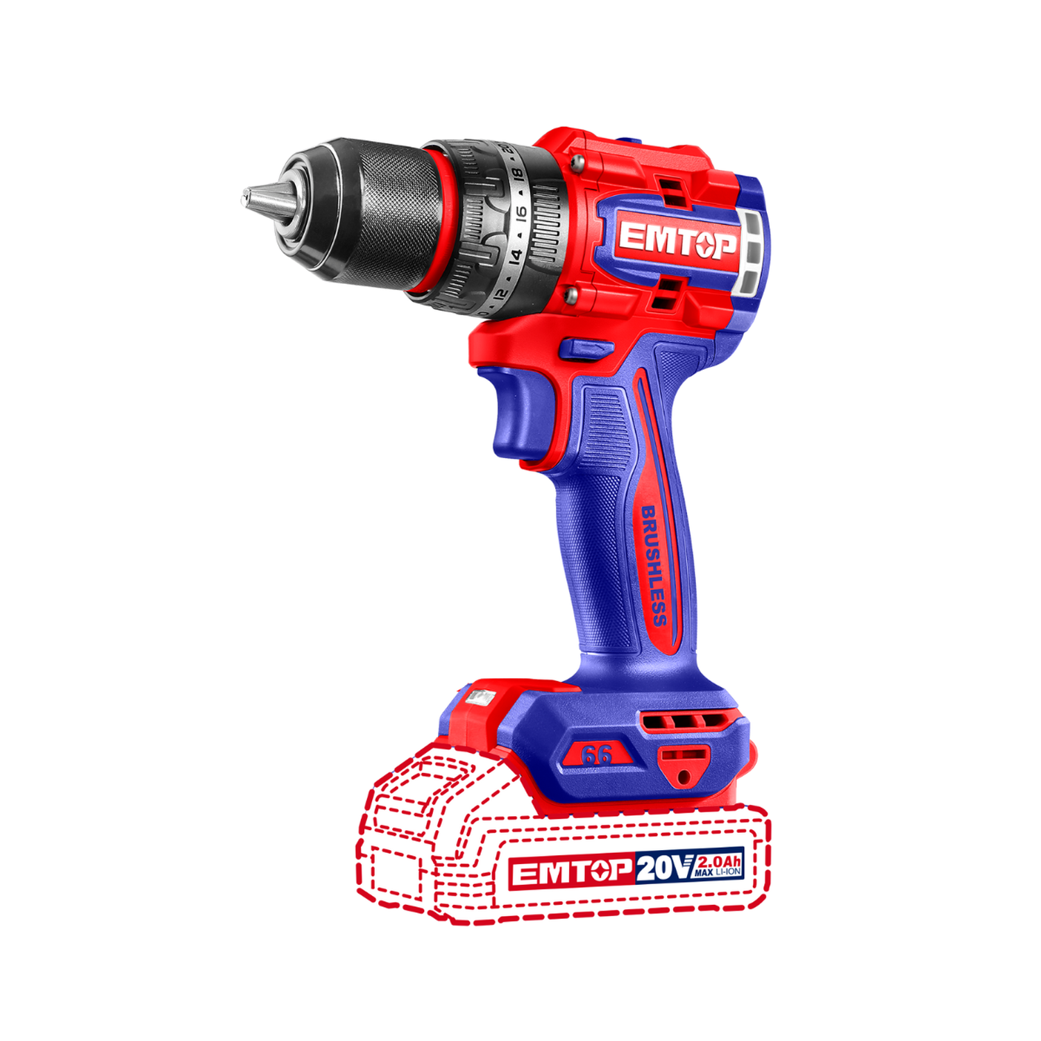 Taladro - atornillador, Rotomartillo inalámbrico 66Nm EMTOP 20v compac – EMTOP MEXICO